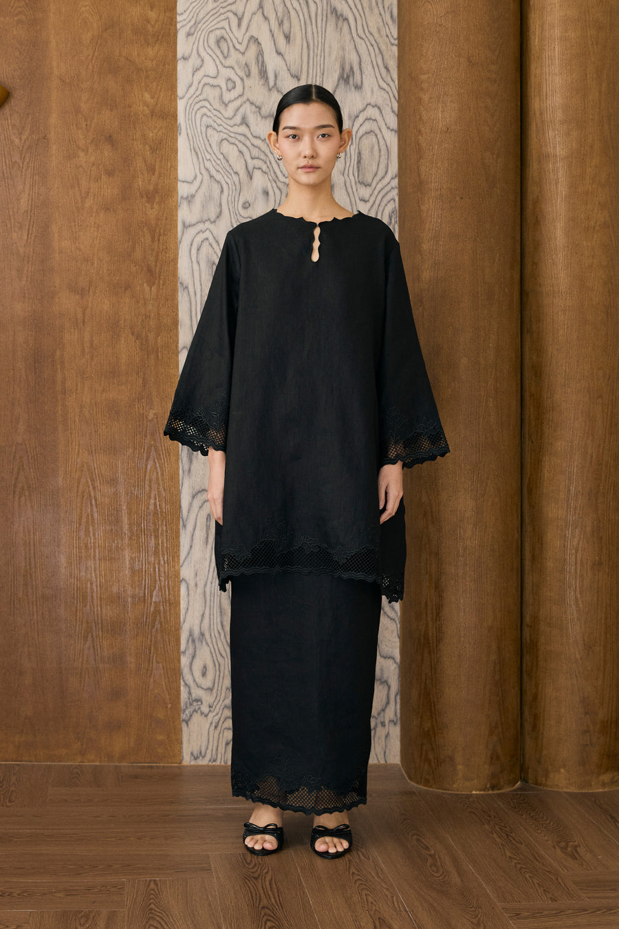 Khalisa Linen Kurung Set in Noir – Whimsigirl